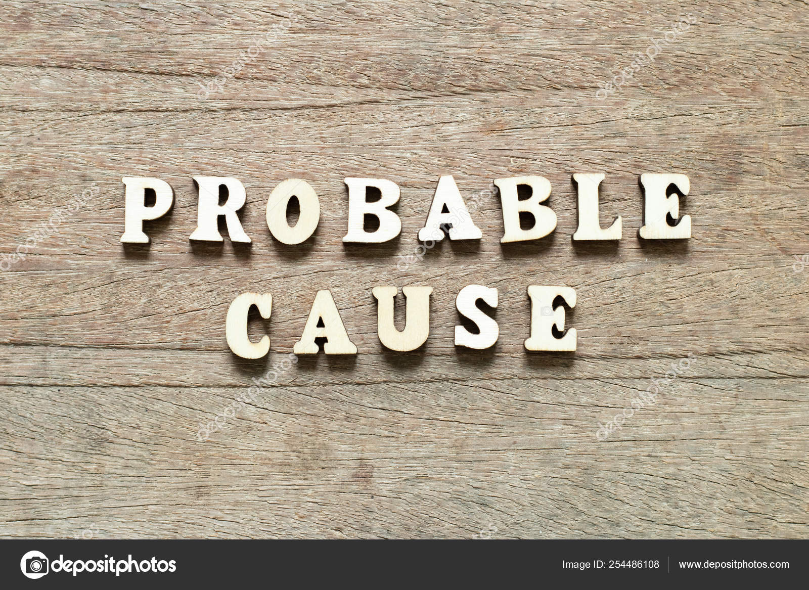 Letter block in word probable cause on wood background Stock Photo by ...