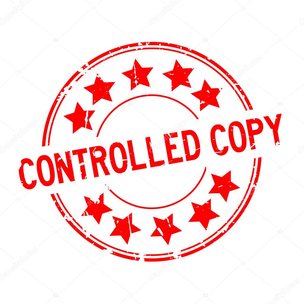 Grunge palabra de copia controlada roja con sello de sello de goma ...