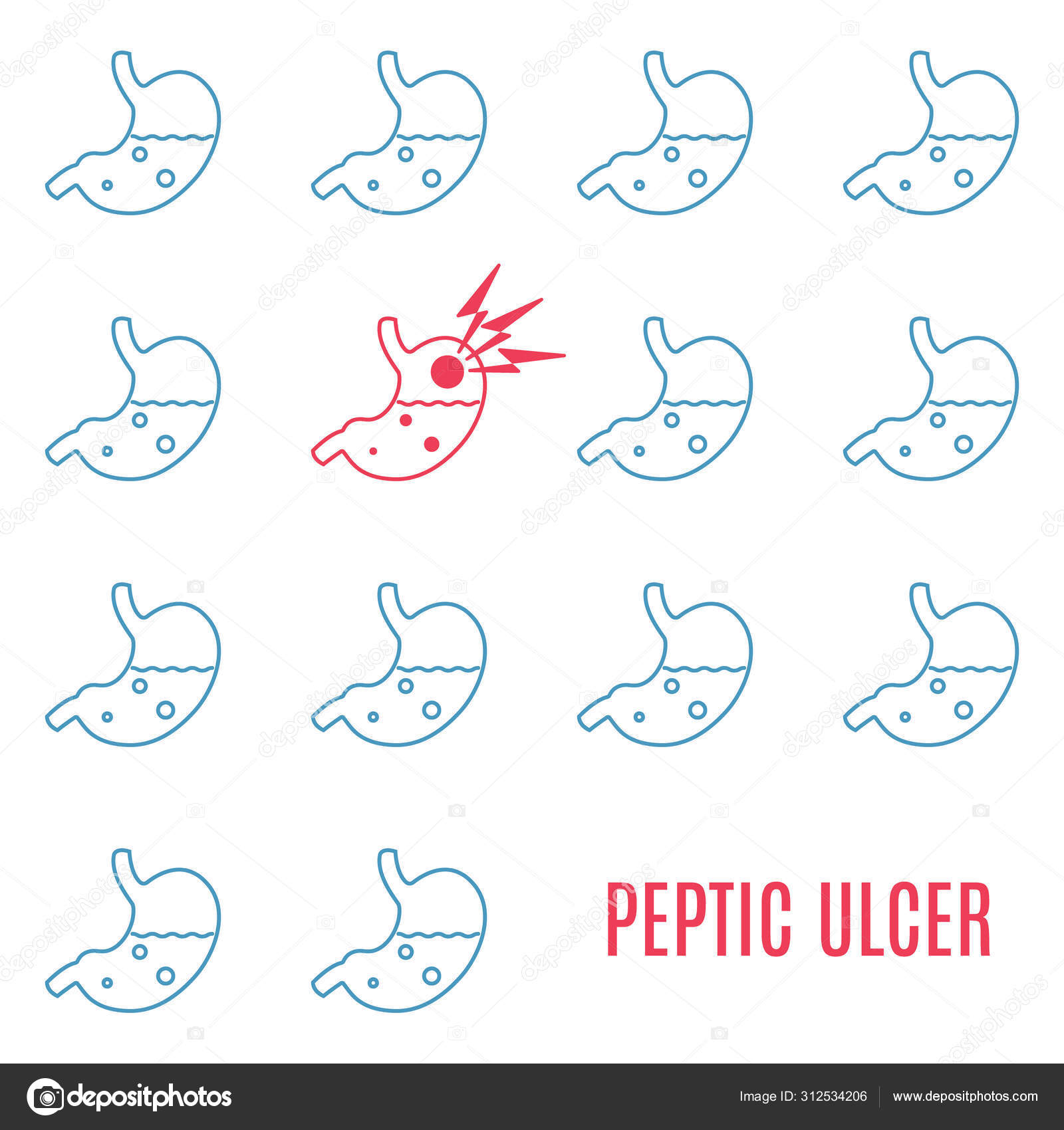 Peptic ulcer stomach icon patterned medical poster Stock Vector Image ...