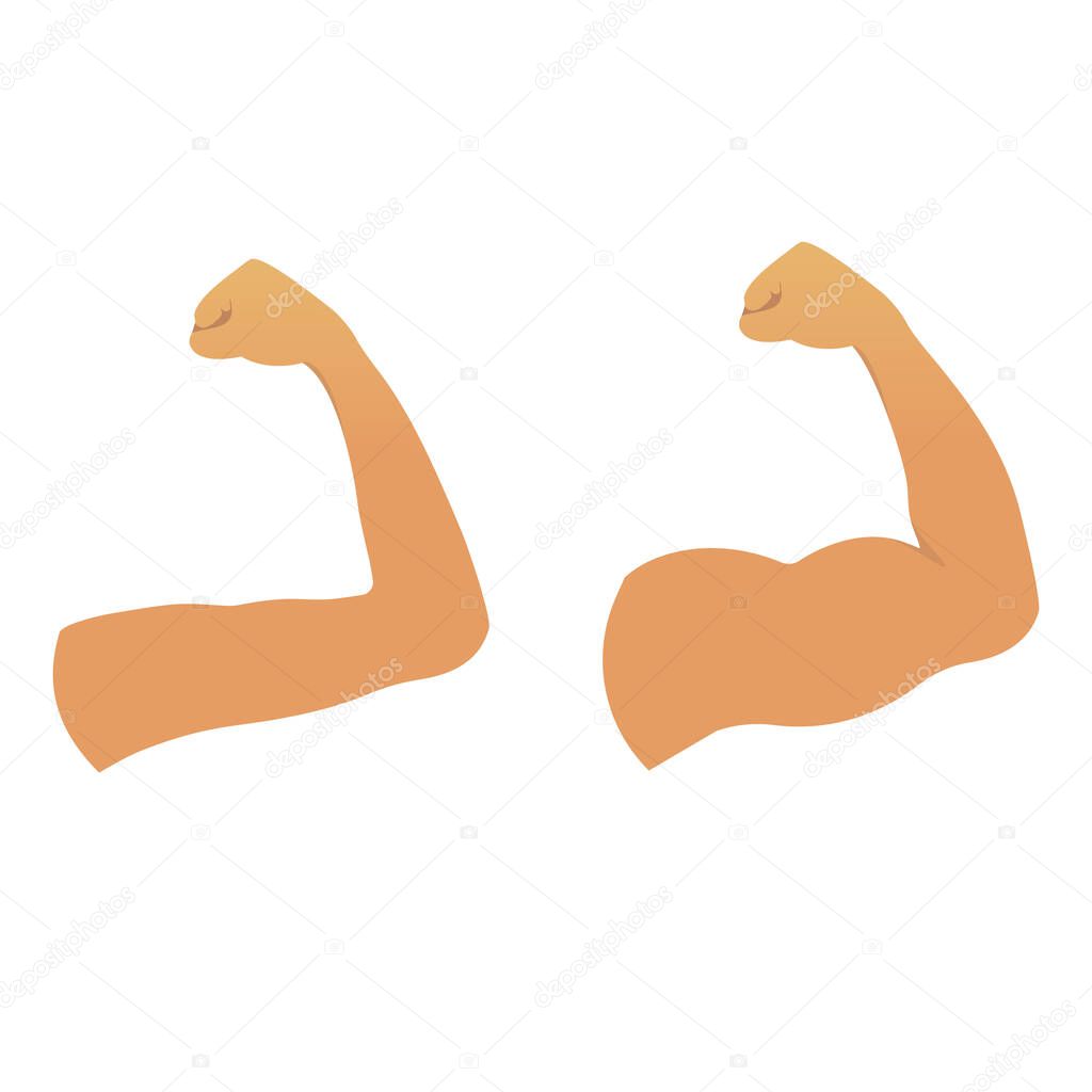 Brazo de construcción muscular fuerte versus brazo débil Vector de ...