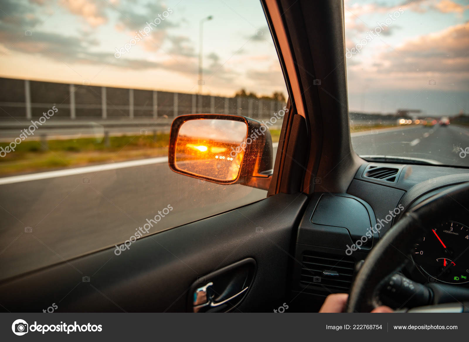 Rearview Mirror Sunset