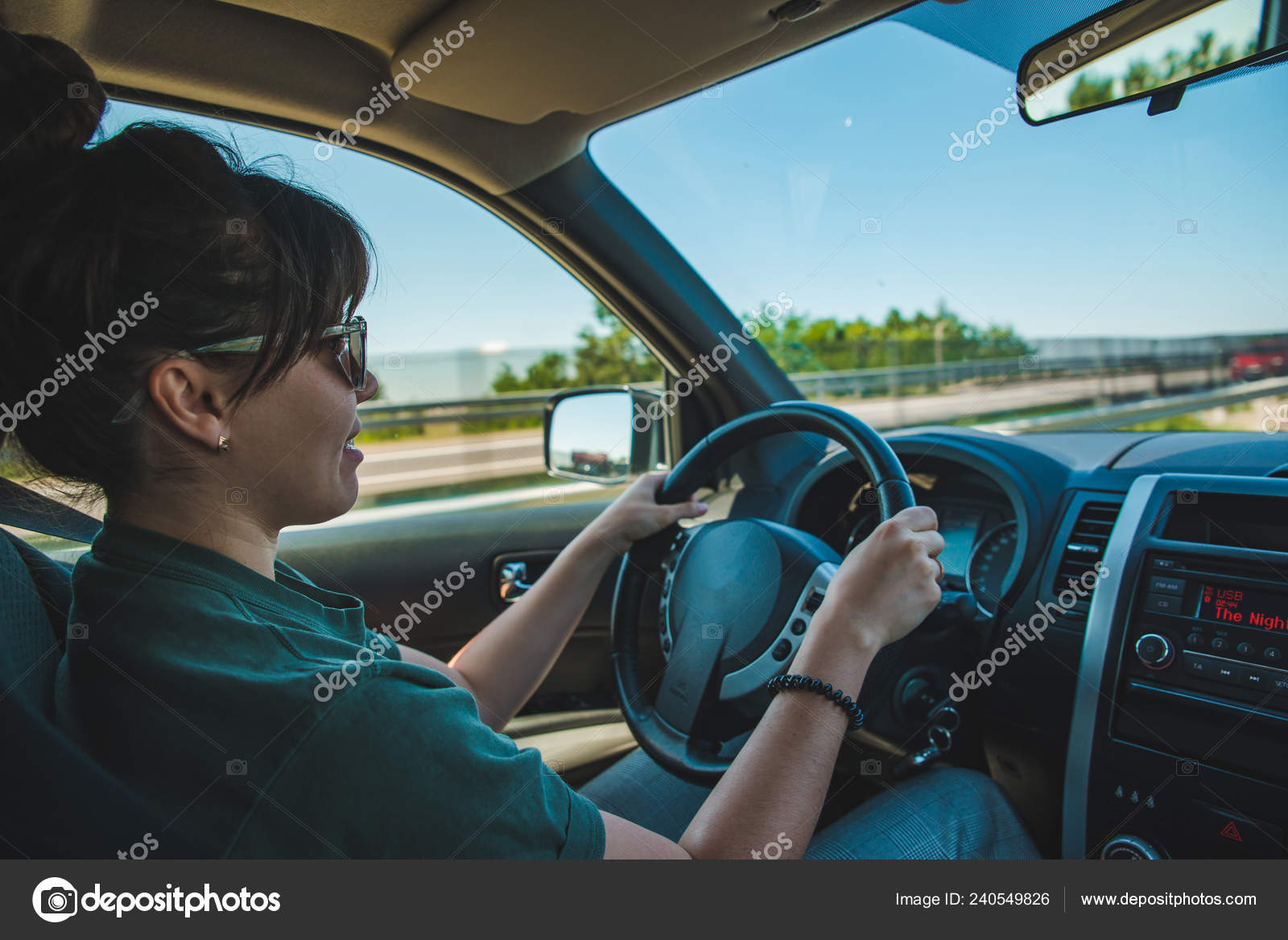 Woman Driving Car Speedway Summer Time — Stock Photo © Vera_Petrunina ...