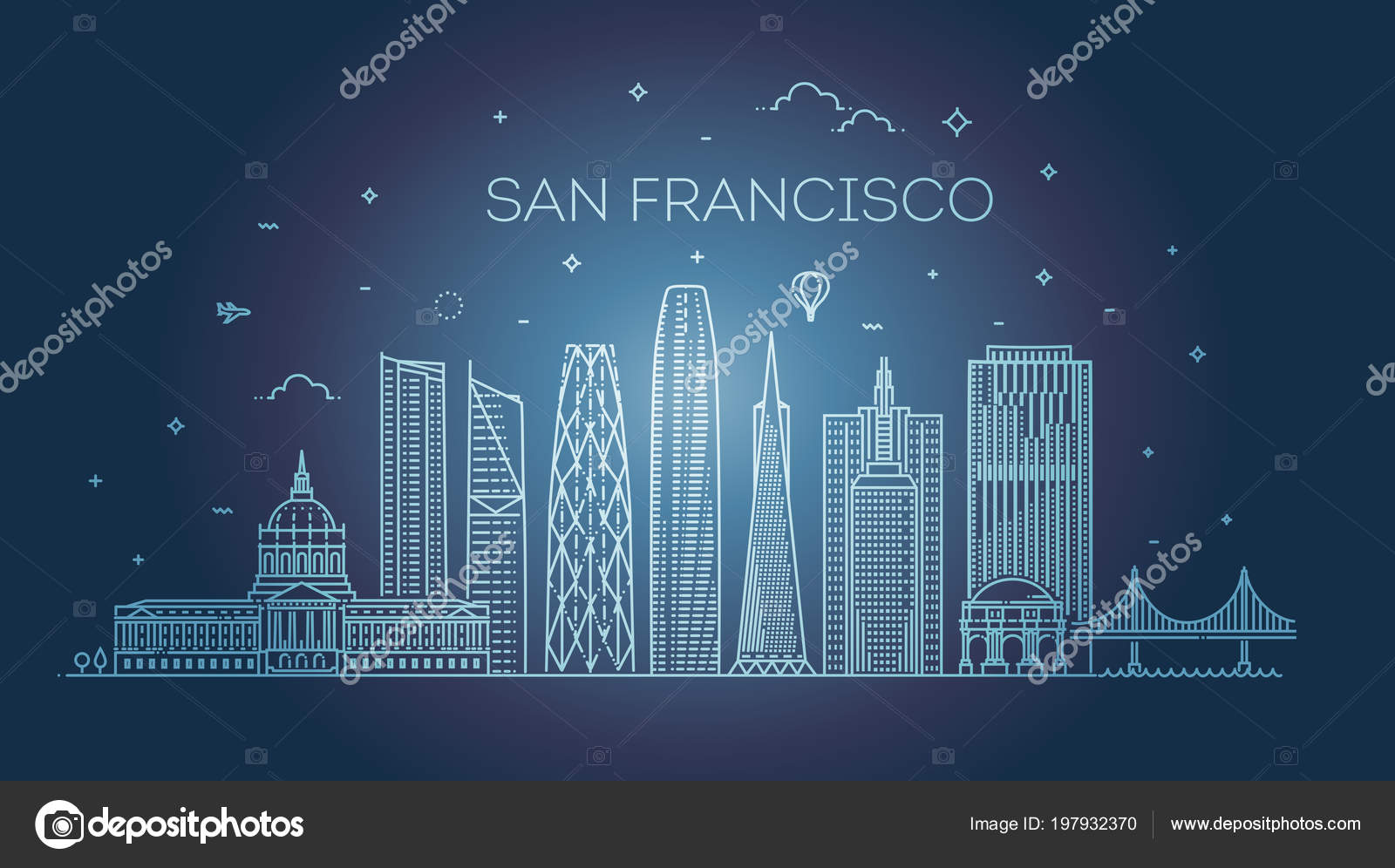 San Francisco city skyline vector background Stock Vector Image by ...