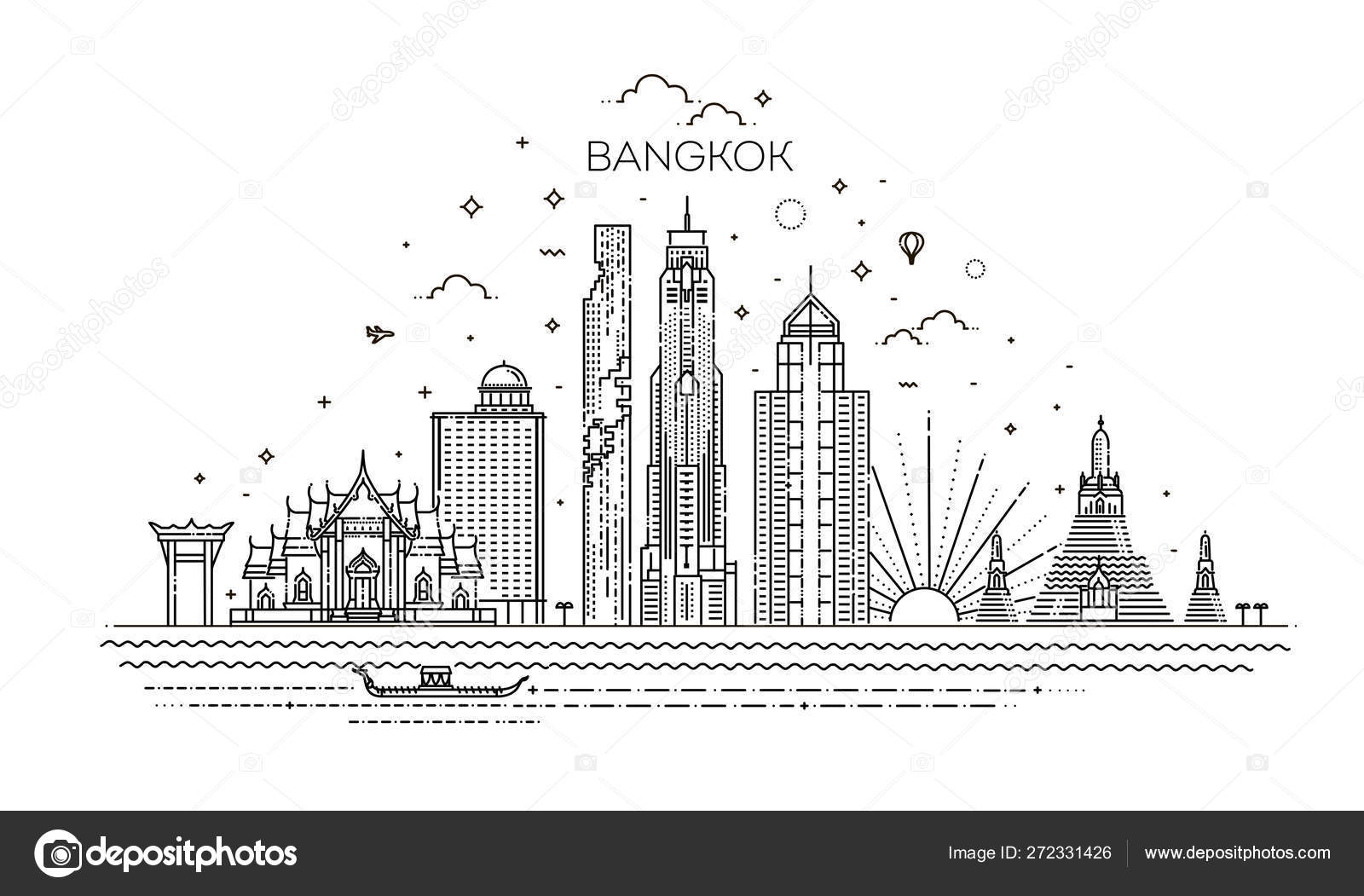 Thailand and attractions to Bangkok landmarks. Vector illustration ...