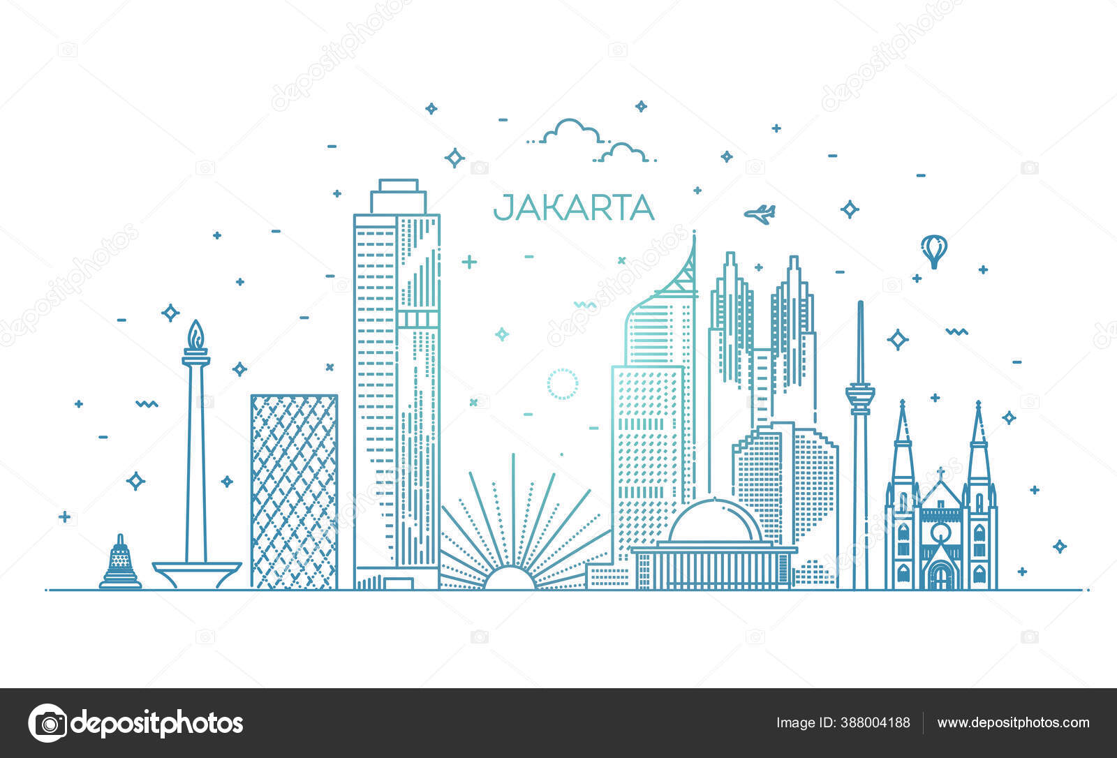 Jakarta Cityscape with Landmarks. Indonesia — Stock Vector © tettygreen ...