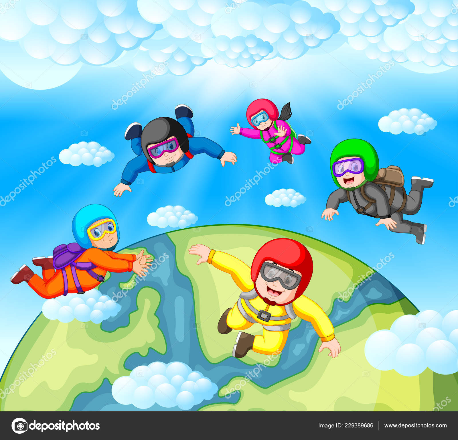 Sky Diving Cartoon