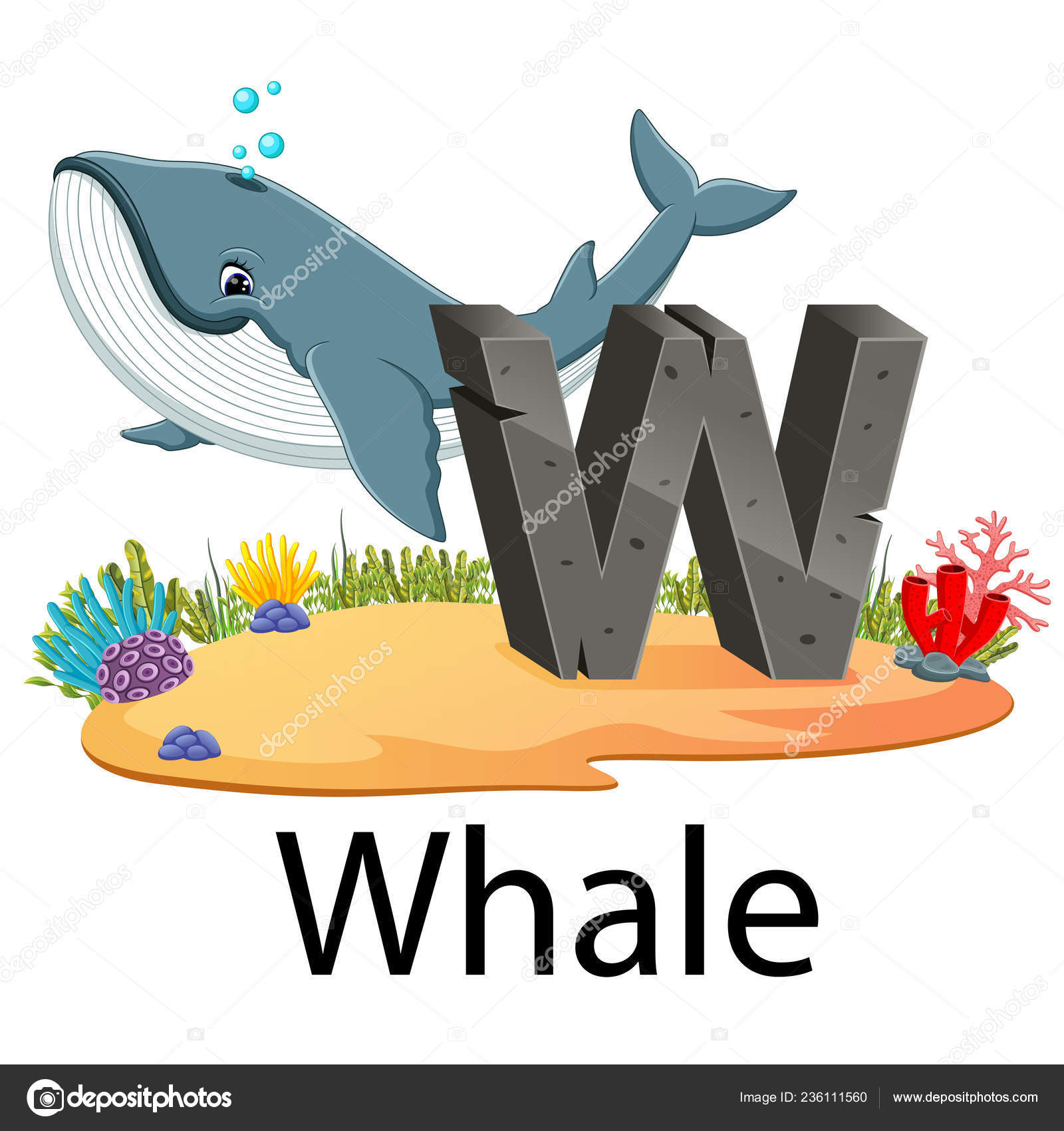 Cute Zoo Animal Alphabet Whale Good Animation Stock Vector by ...
