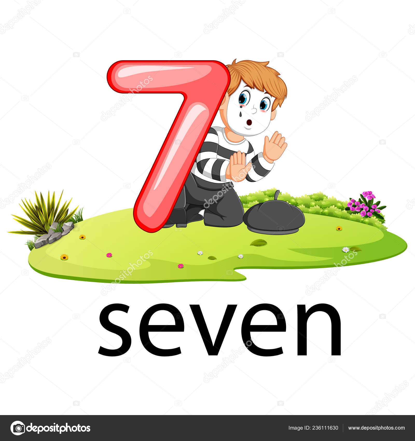 Little Pantomime Boy Act Balloon Number Text Stock Vector by ...