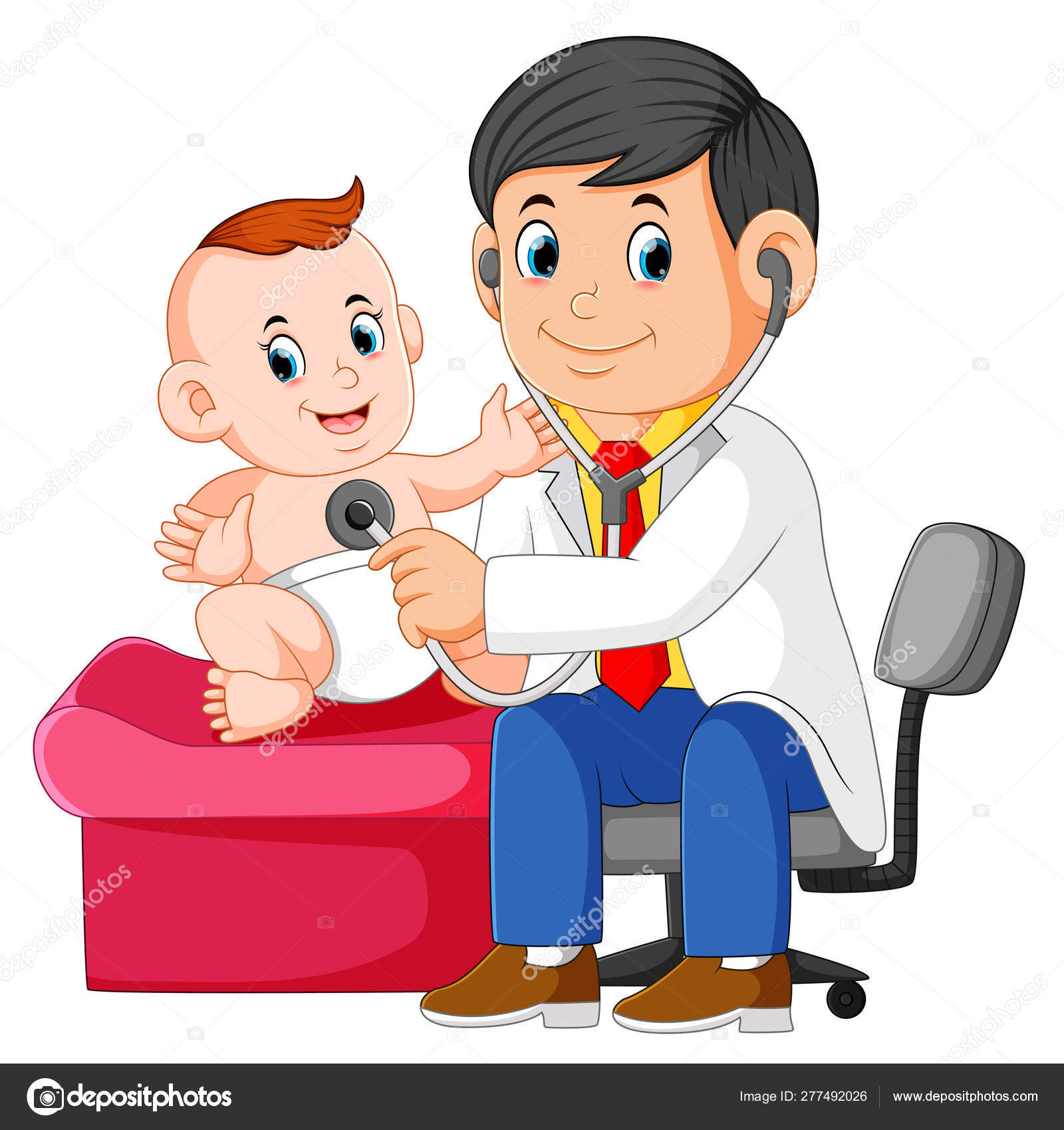 Médico Está Revisando Niño Vector de stock #277492026 de ...
