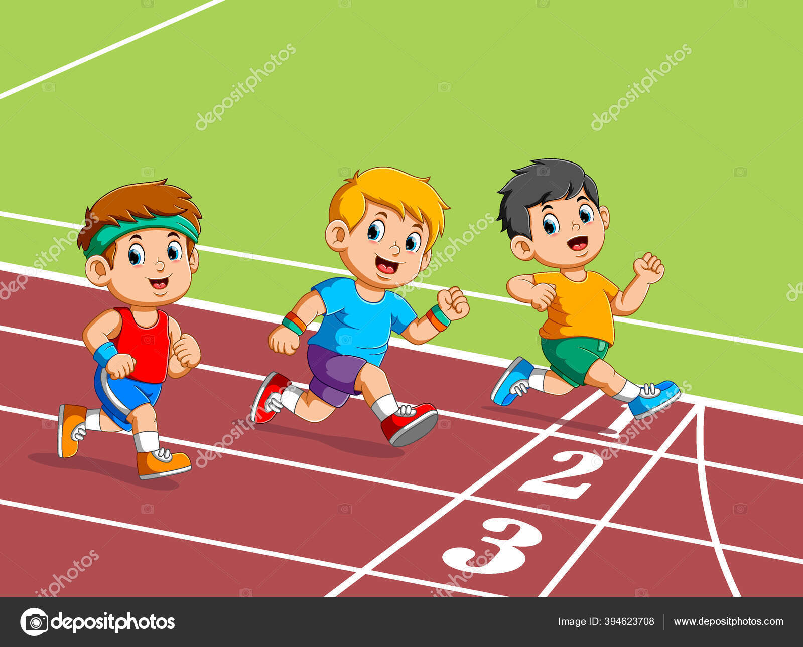 Kids Running Track Stadium Illustration Stock Vector Image by ...