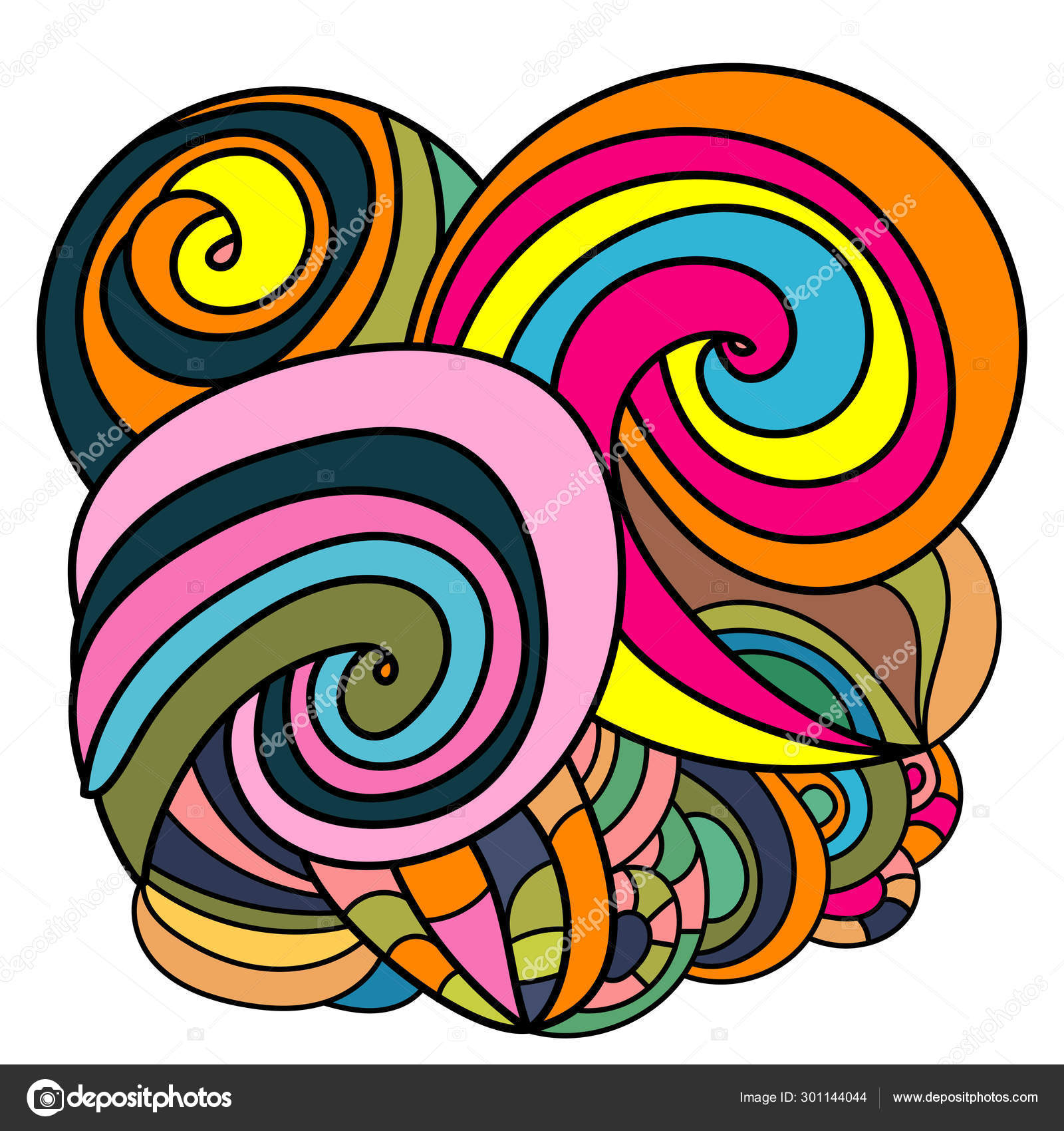 Zen art sand swirl pattern background. Hand drawn colored picture ...