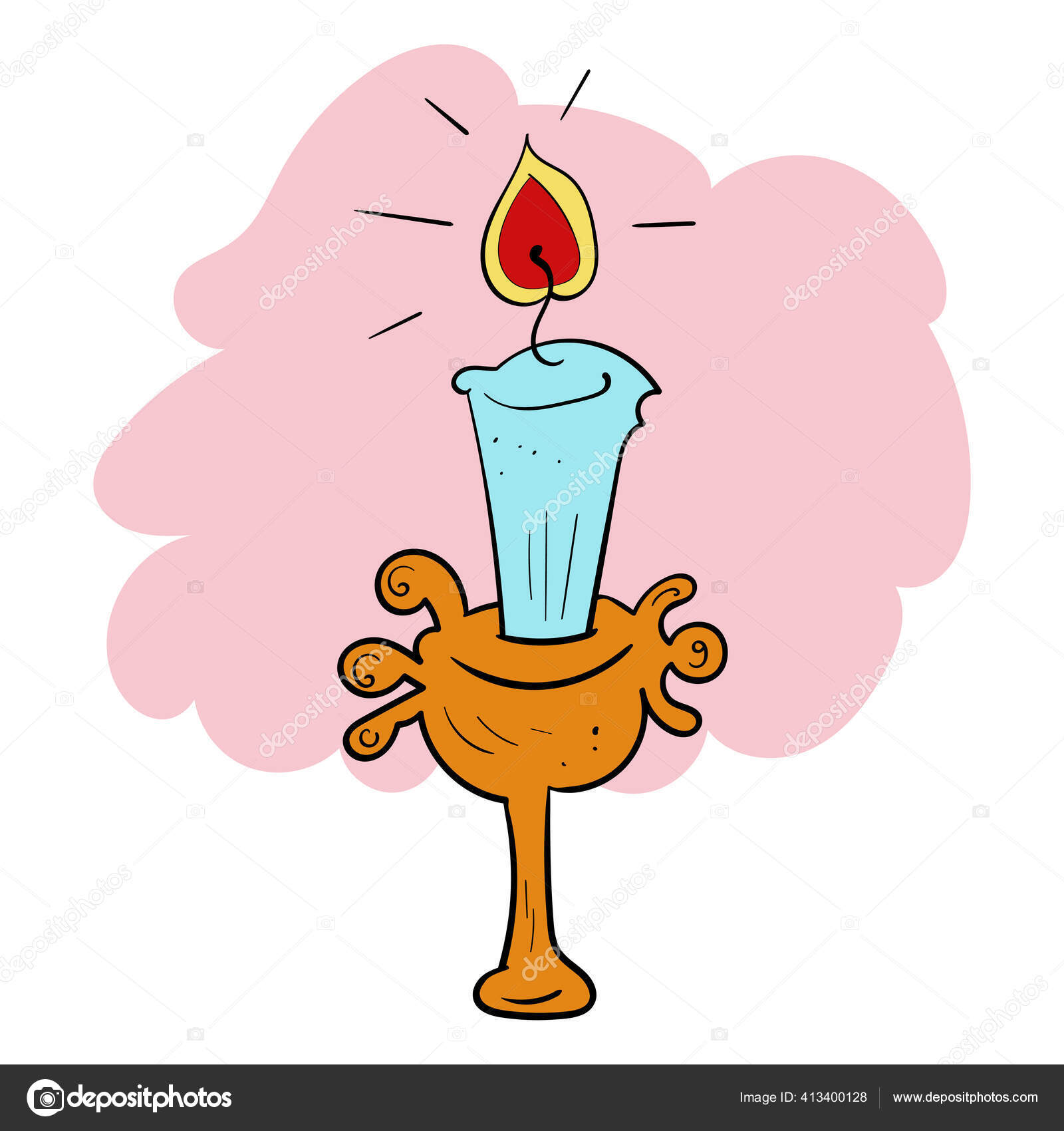 Candelabra Burning Candle Symbol Religion Celebration Vector Doodle ...