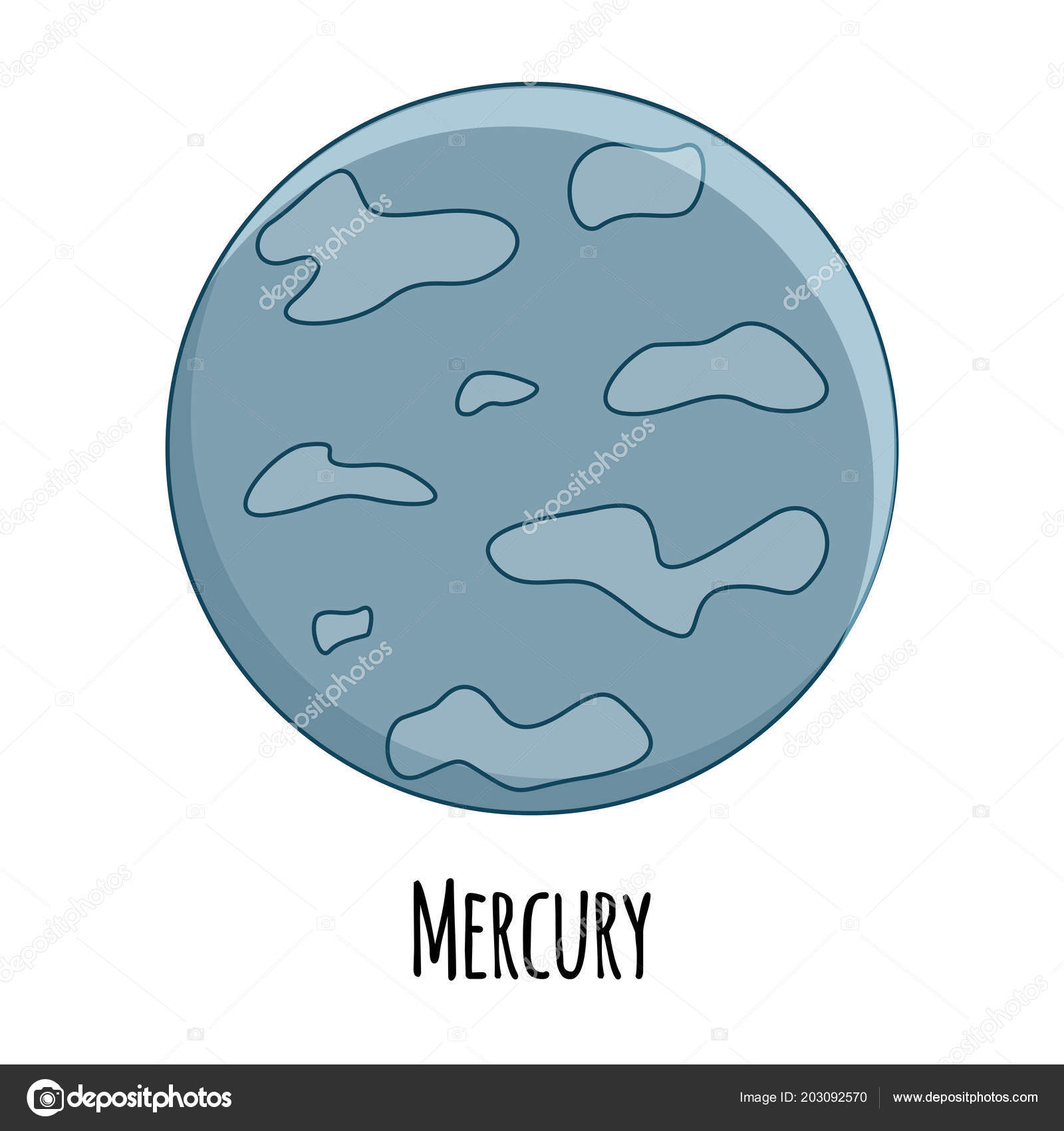 Cartoon Mercury planet. Vector illustration isolated on white b — Stock ...