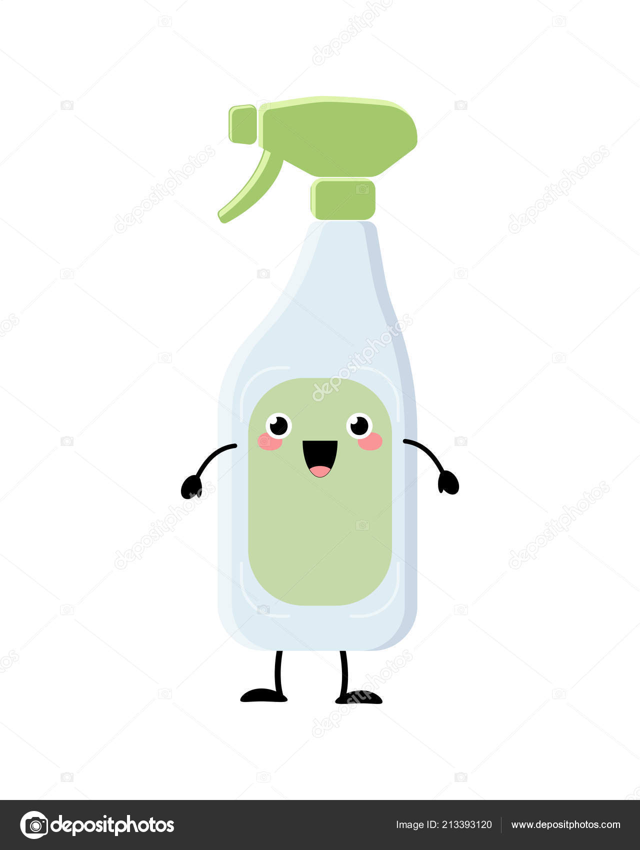 Lindo dibujo animado spray botella carácter vector ilustración aislado ...