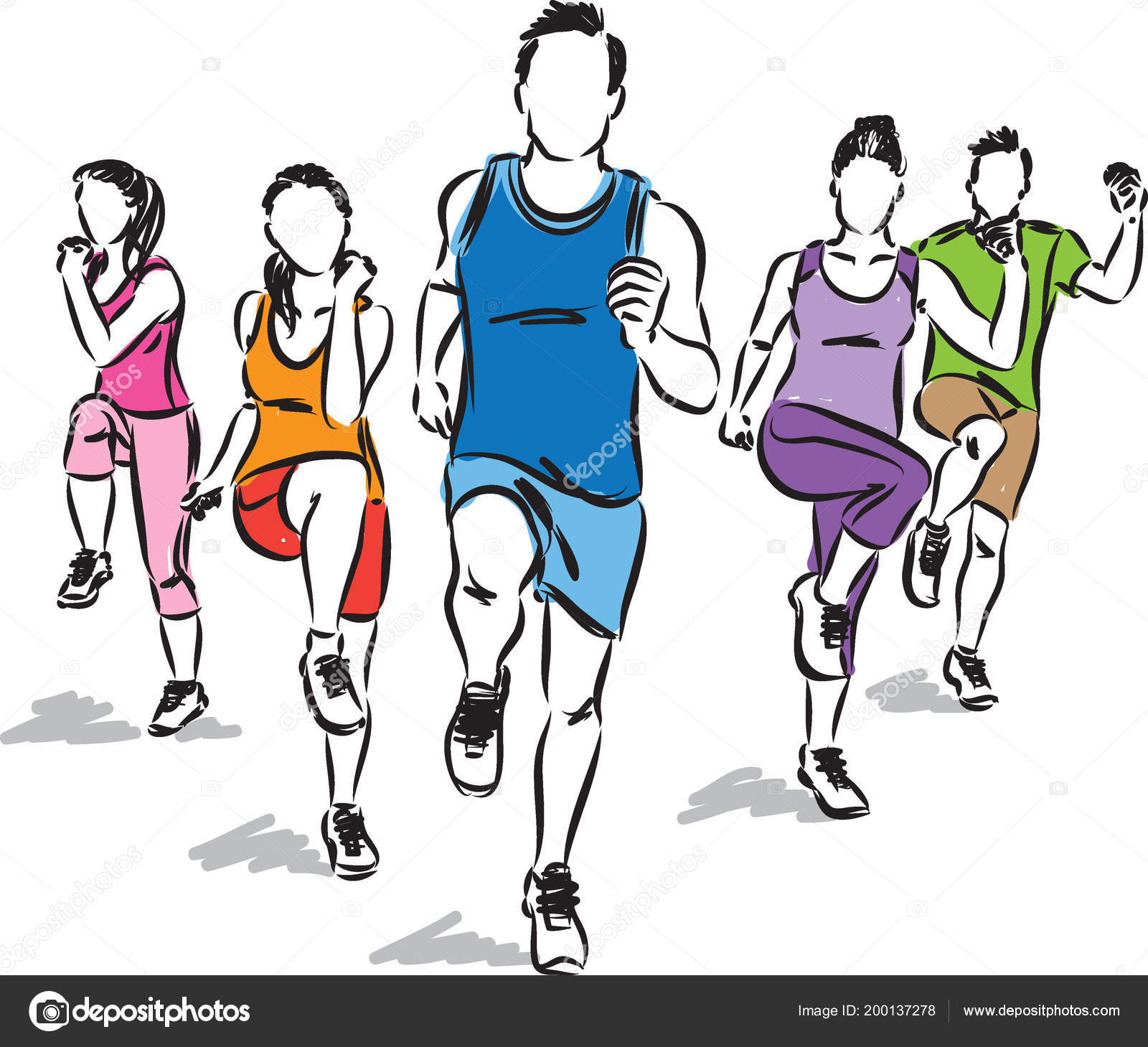 Fitness Group People Trainning Vector Illustration Stock Vector by ...