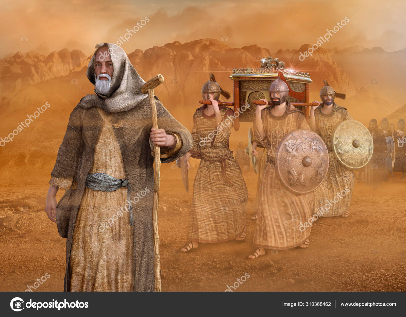 Moses leads the Isrealites through the desert Sinai Exodus — Stock ...