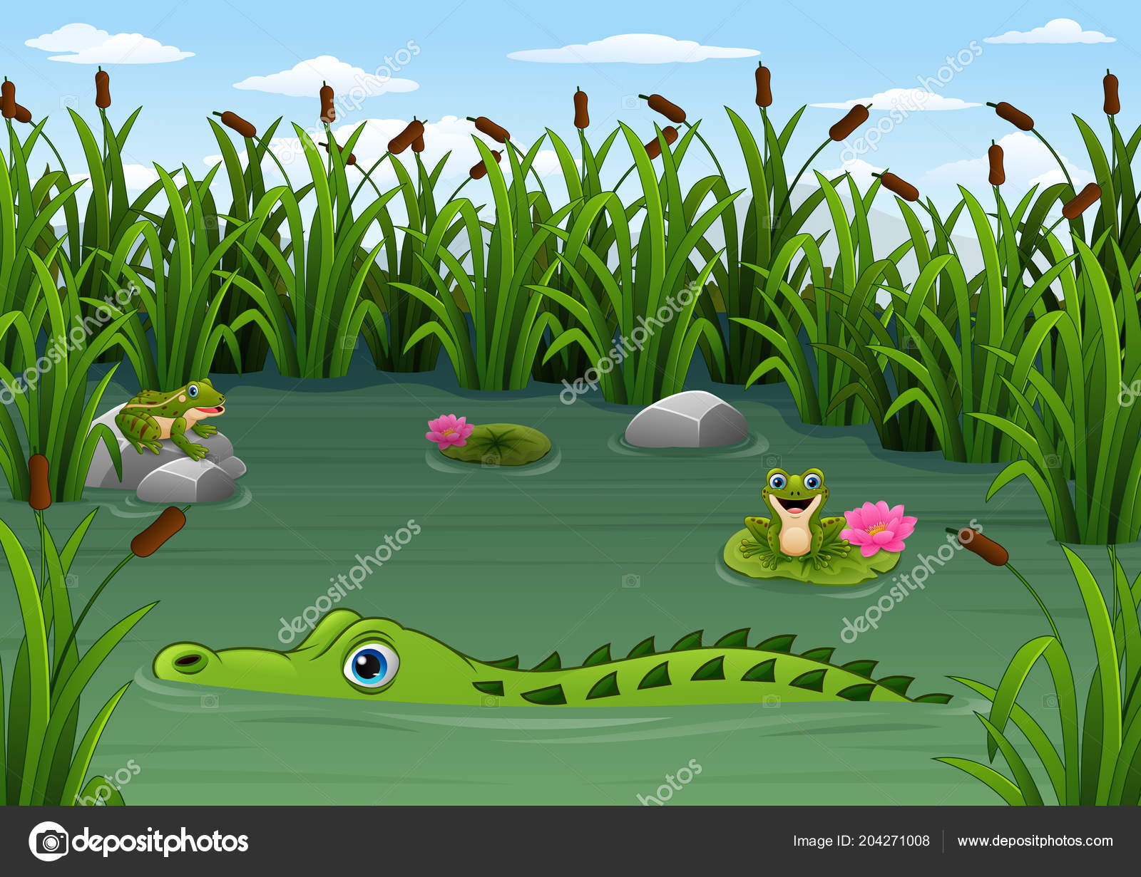 Imagens De Desenhos Animados De Lagoa Paisagem De Lagoa Animada De