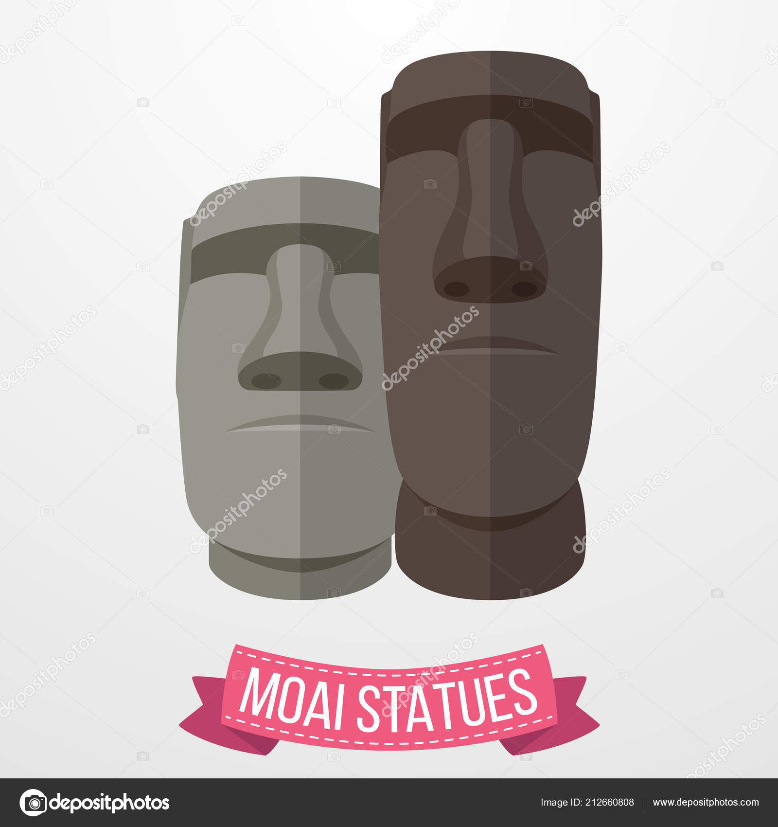 Vector Illustration Moai Statues Icon White Background Stock Vector ...