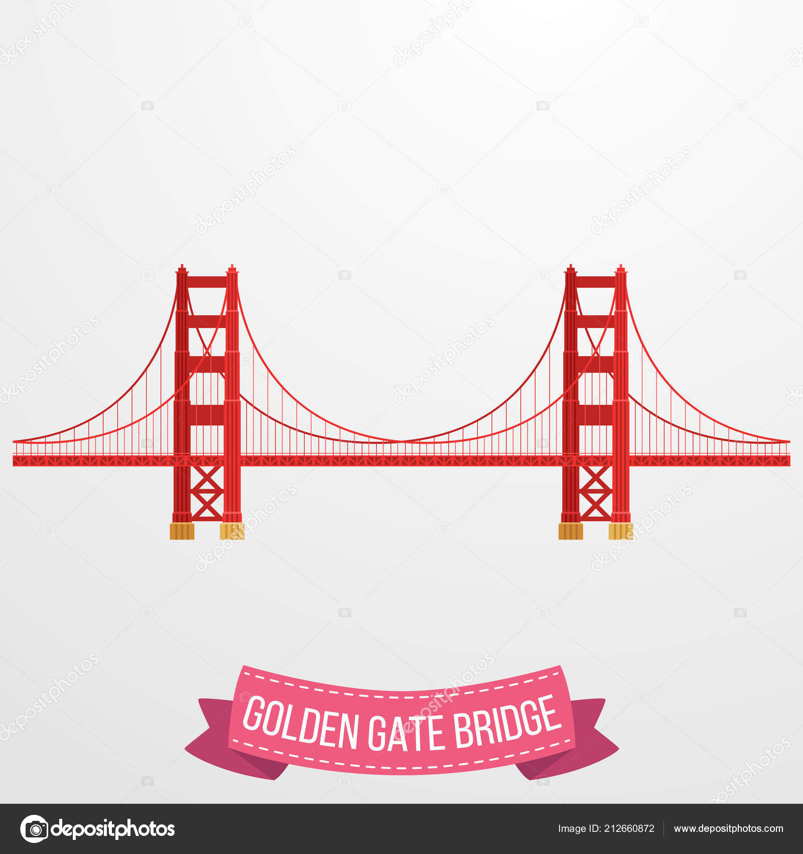 Vector Illustration Golden Gate Bridge Icon White Background Stock ...