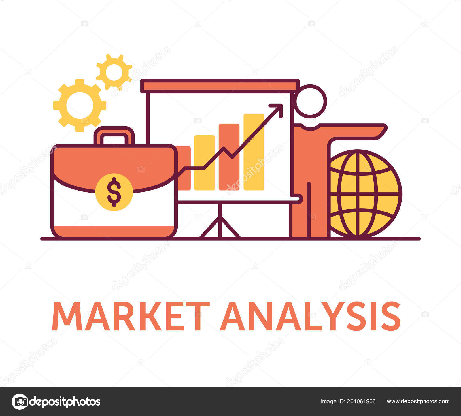 Illustration de Analyse Marché Icônes Illustration Vectorielle par ...