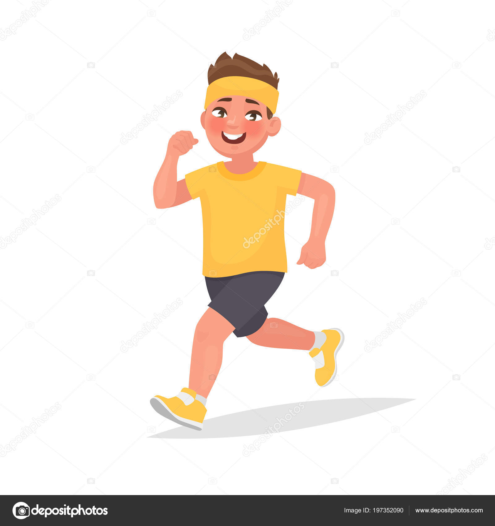 Happy Boy Running Vector Illustration Cartoon Style Stock Vector by ...