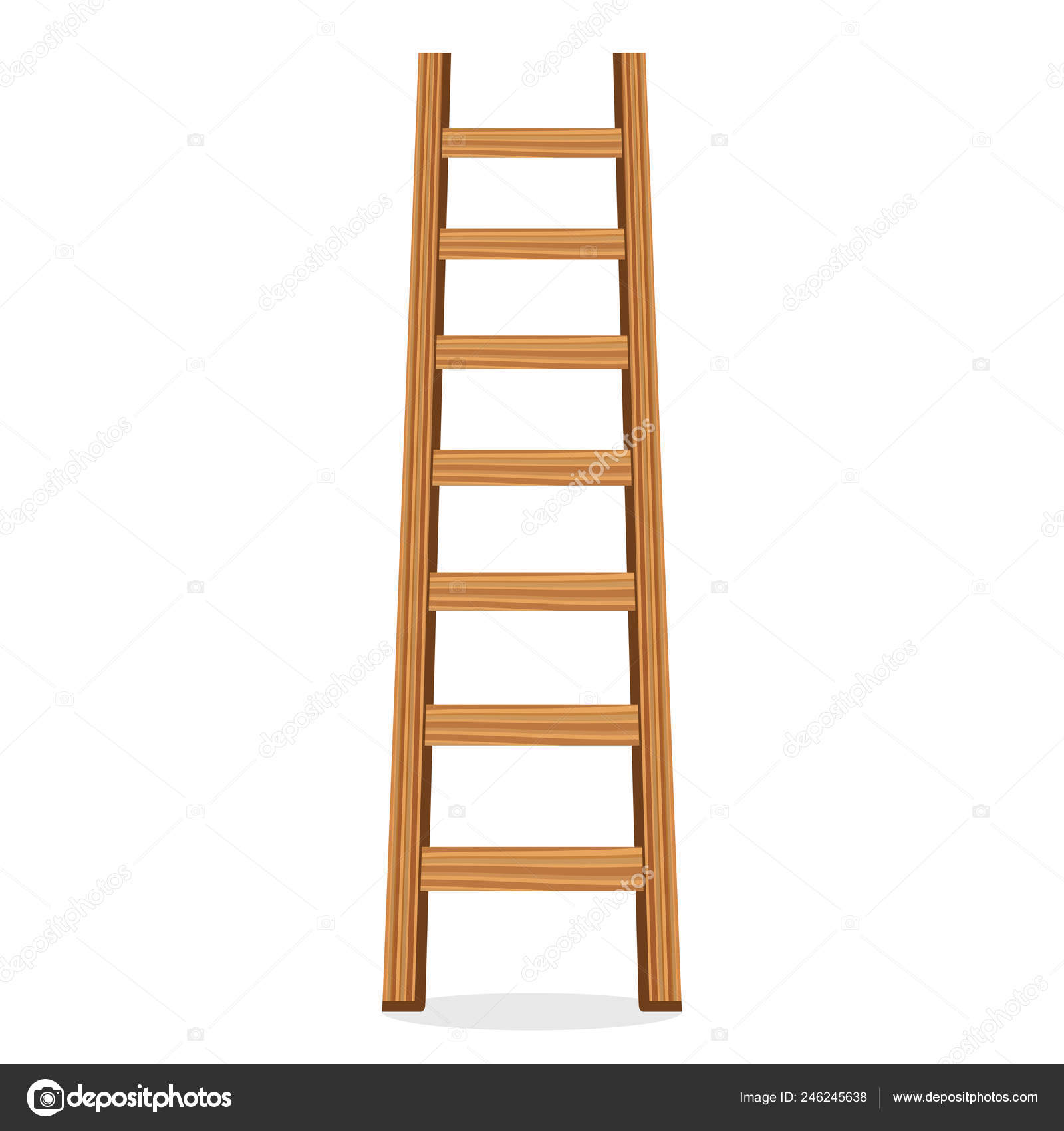 Long Wooden Ladder Isolated White Background Stock Vector Image by ...