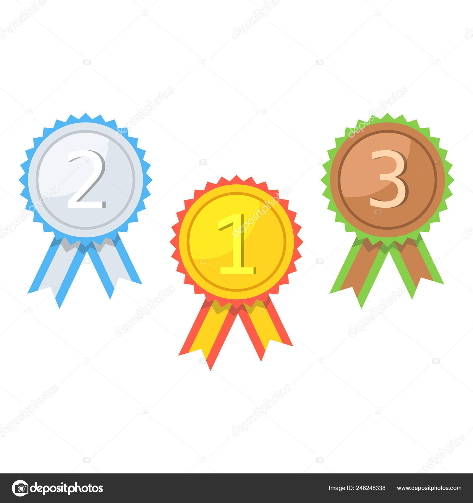 Oro Plata Medalla Bronce Para Primer Lugar Trofeo Premio Ganador Vector ...