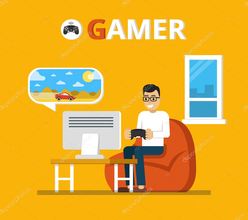 Gamer persona vector ilustración 2023