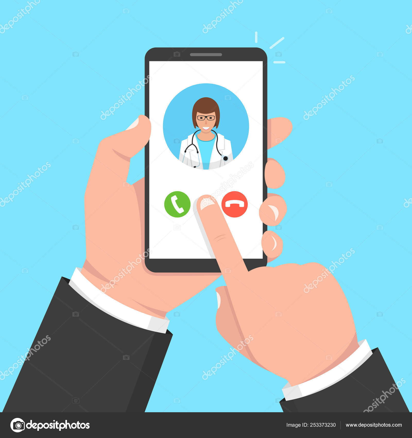 Vector Illustration Call Doctor Mobile Phone Stock Vector by ©alexweb ...