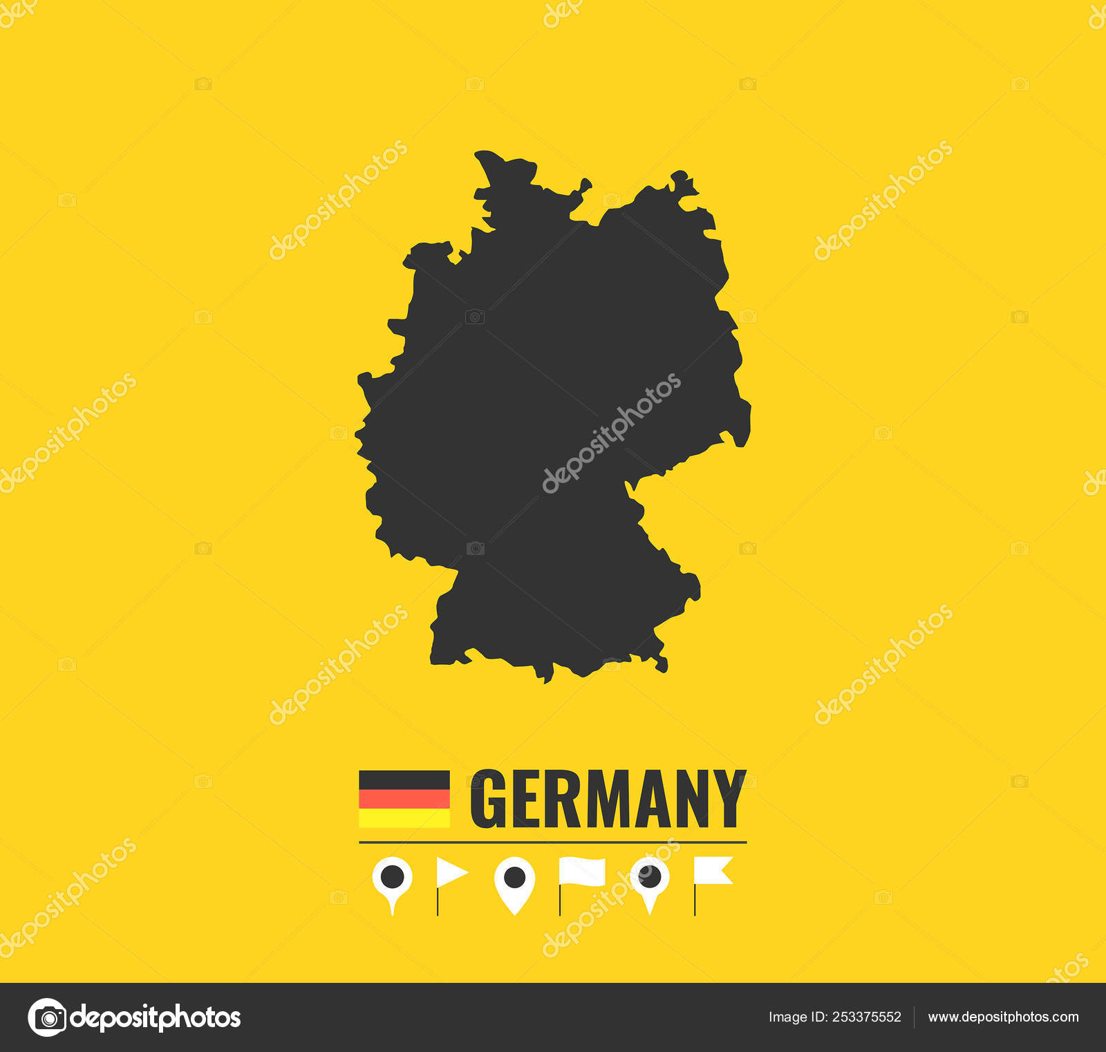 High Detailed Vector Map Germany Flat Vector Illustration Yellow ...