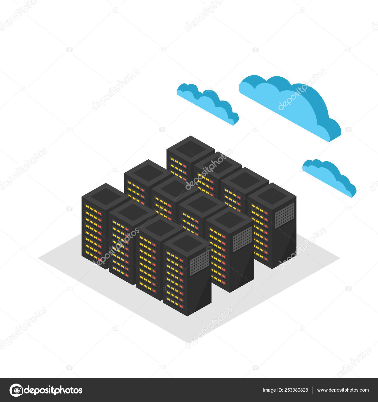 Vector Illustration Computer Database Cloud Servers Stock Vector Image ...