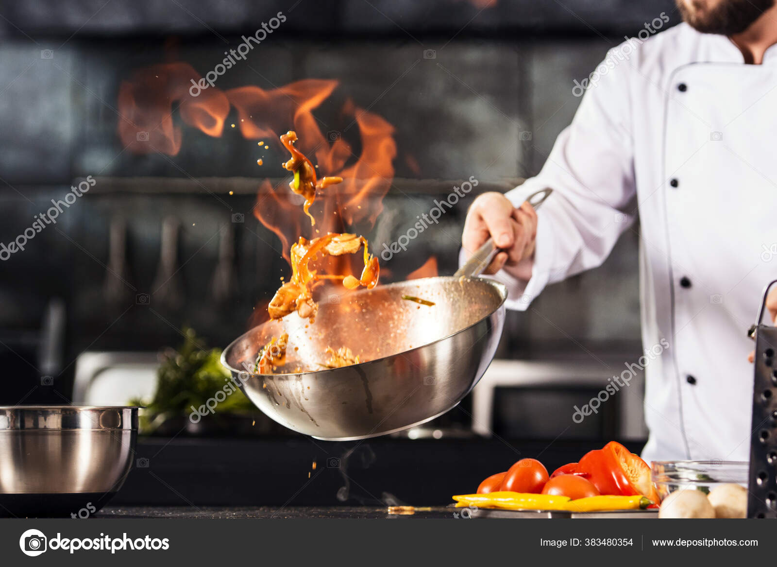 Chef Cooking With Fire