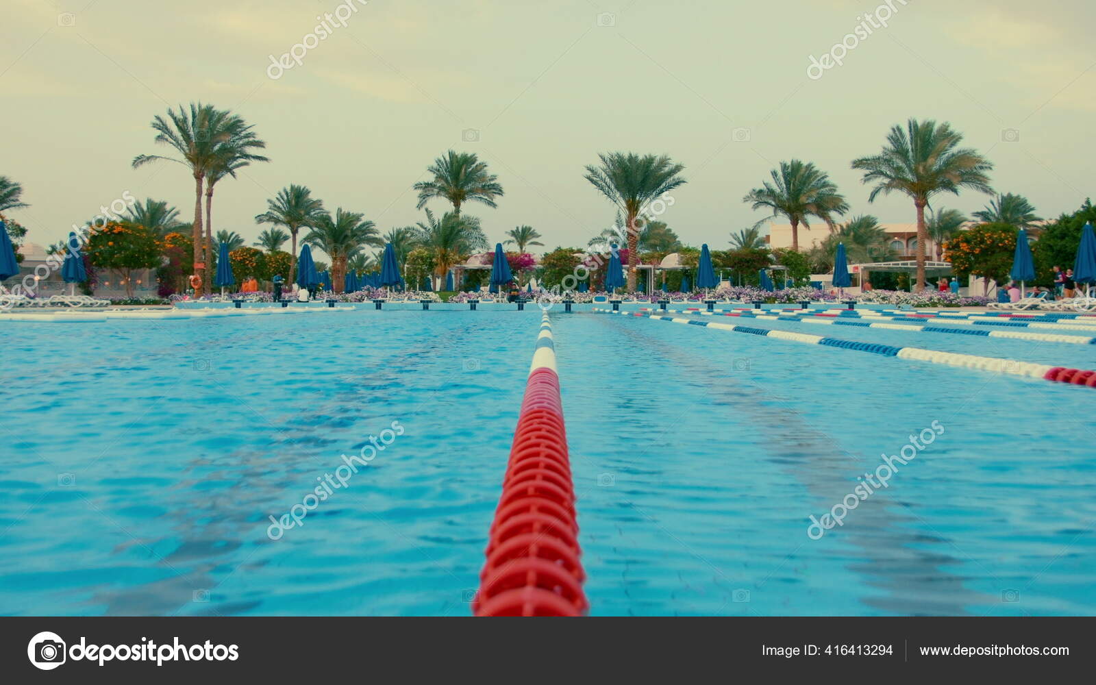 Beautiful open air pool in summer. Swimming pool at luxury hurghada ...