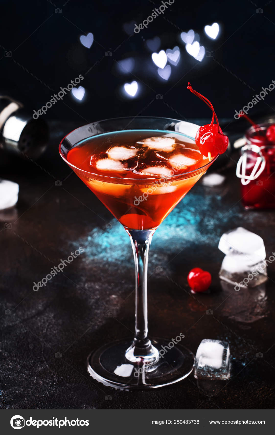 Classic Alcoholic Cocktail Manhattan Bourbon Red Vemuth Bitter Ice ...