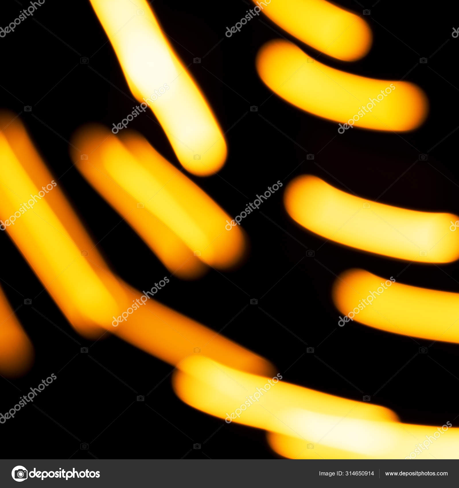 Blurred Moving Fire Lights Background Yellow Orange White Colors Black ...