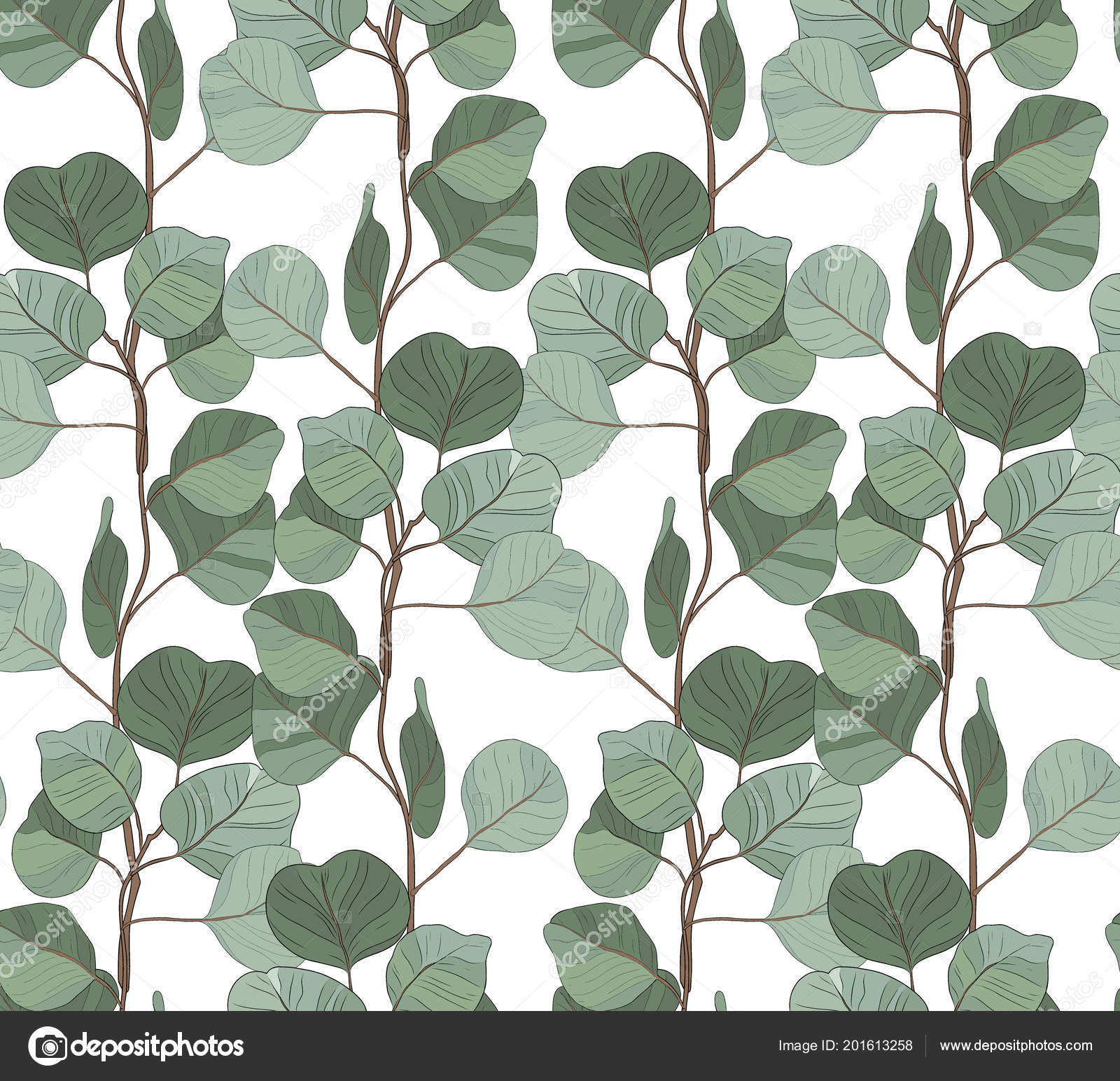 Seamless pattern with eucalyptus. — Free Stock Vector © malaressia ...