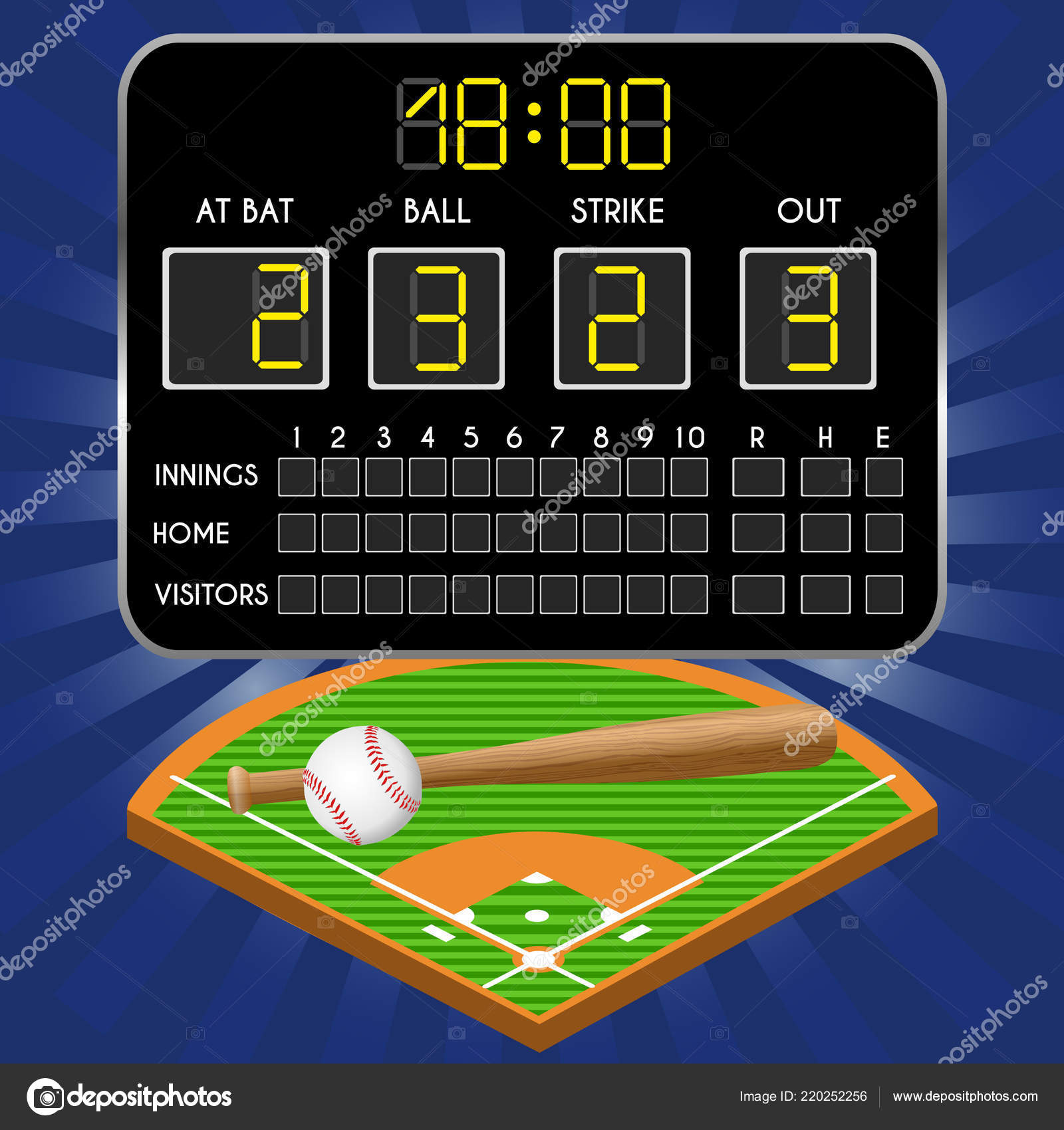 Cartoon Baseball Scoreboard