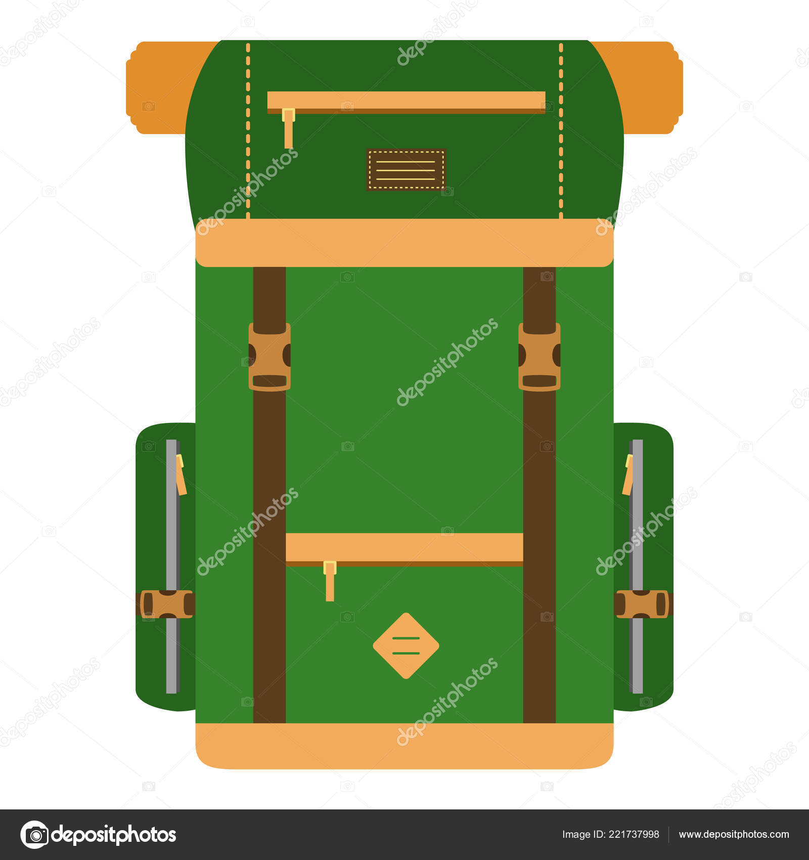 Camping Backpack Tourist Hiking Backpack Logo Flat Design Vector ...