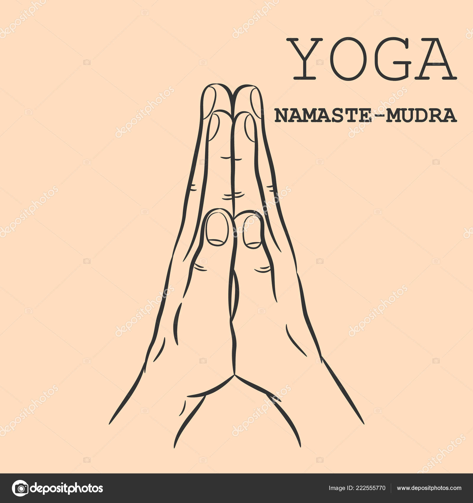 Hand Yoga Mudra Namaste Mudra Vector Illustration Stock Vector by ...