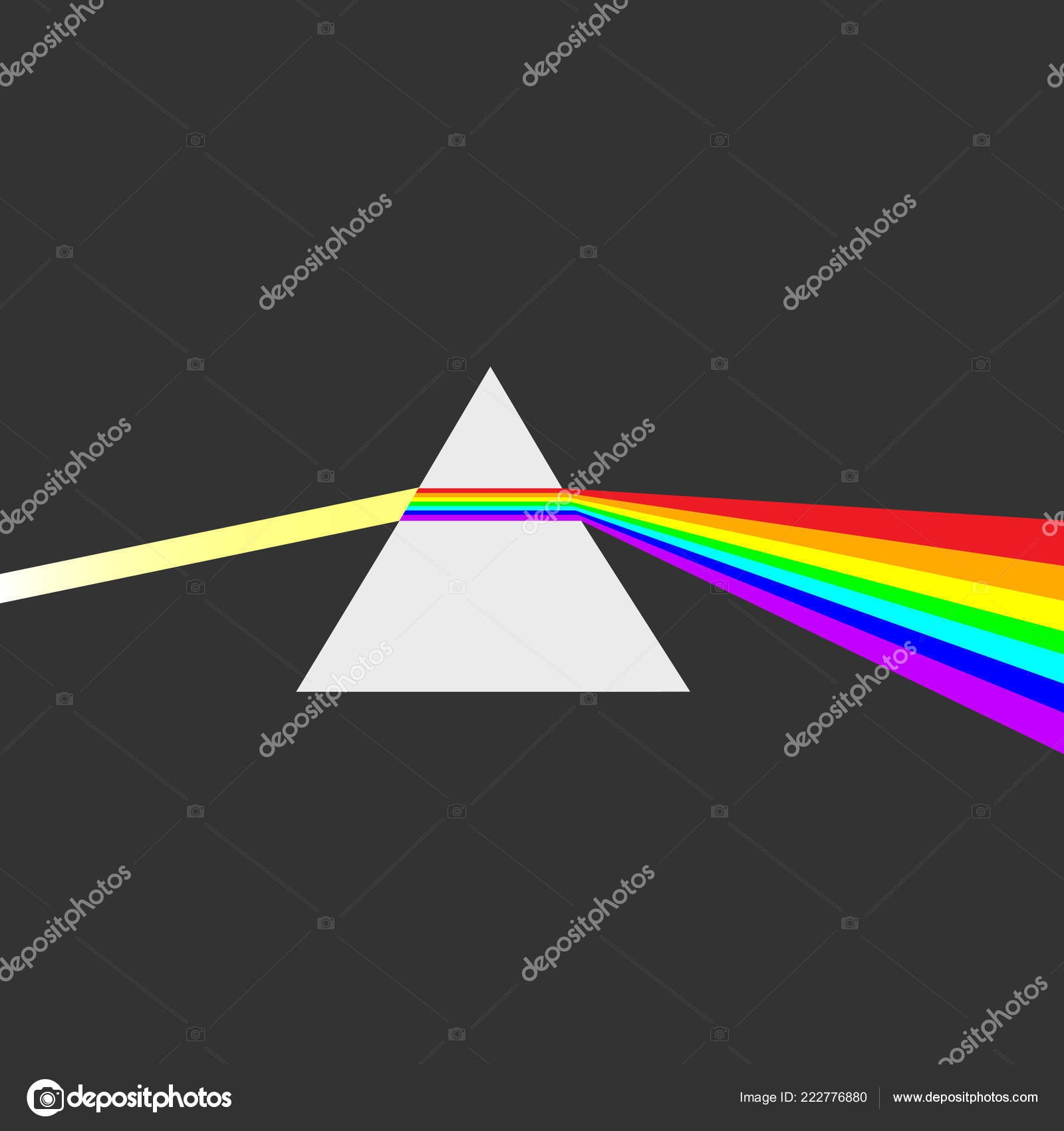 Triangular Prism Breaks White Light Ray Rainbow Spectral Colors Light ...