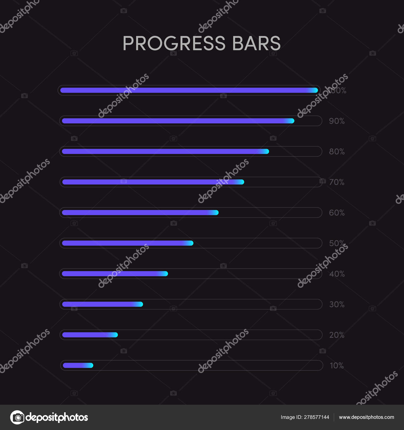 Collection of modern futuristic progress loading bar and buffering percentage Stock Vector by ...