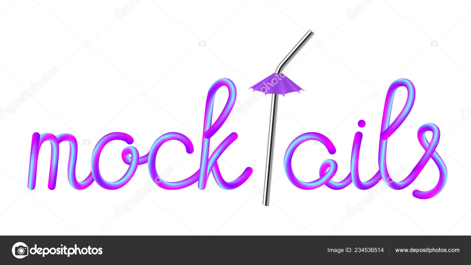 Mocktails Calligraphic Colorful Hand Drawn Lettering Text Reusable ...