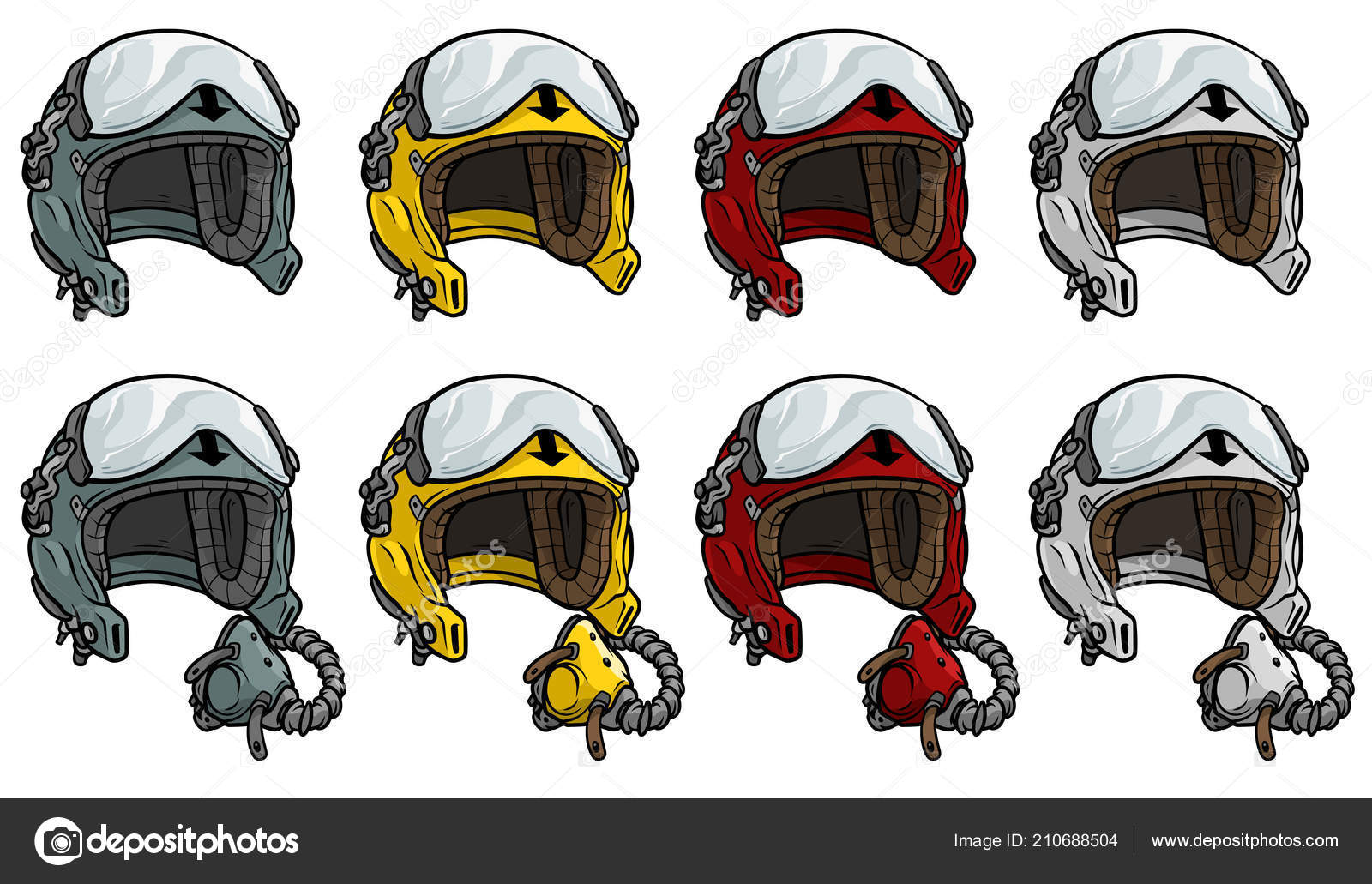 Cartoon aviator pilot helmet vector icon set Stock Vector Image by ©GB ...