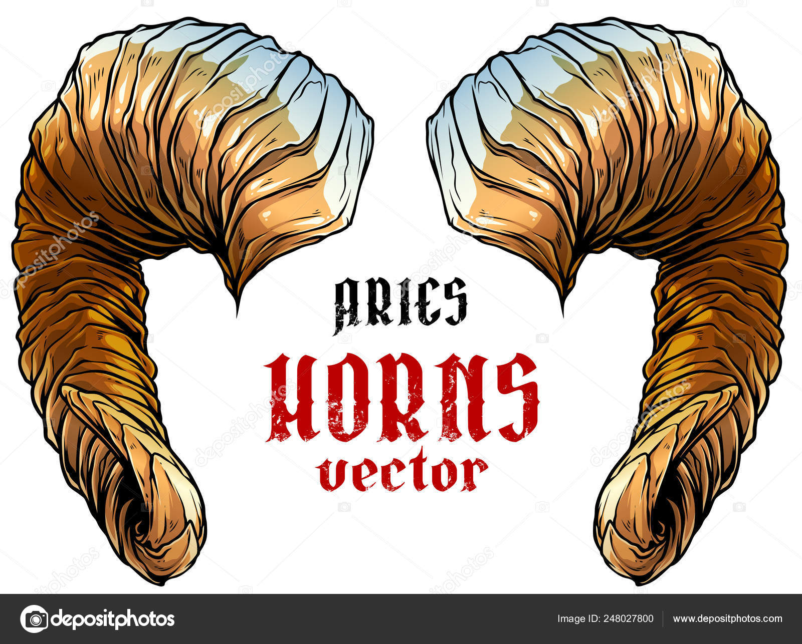 Cartoon big sharp ram horns vector Stock Vector by ©GB_Art 248027800