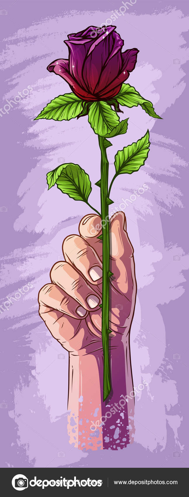 Cartoon white human hand holding violet rose Stock Vector Image by ©GB ...