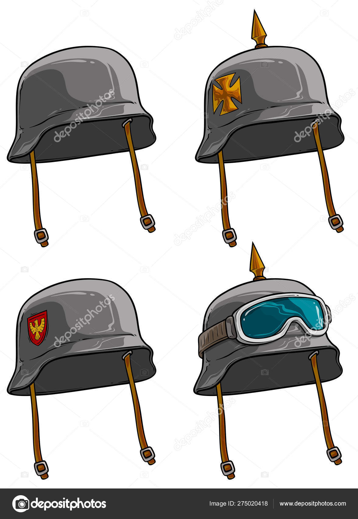 Cartoon old retro german soldier helmets vector Stock Vector Image by ...