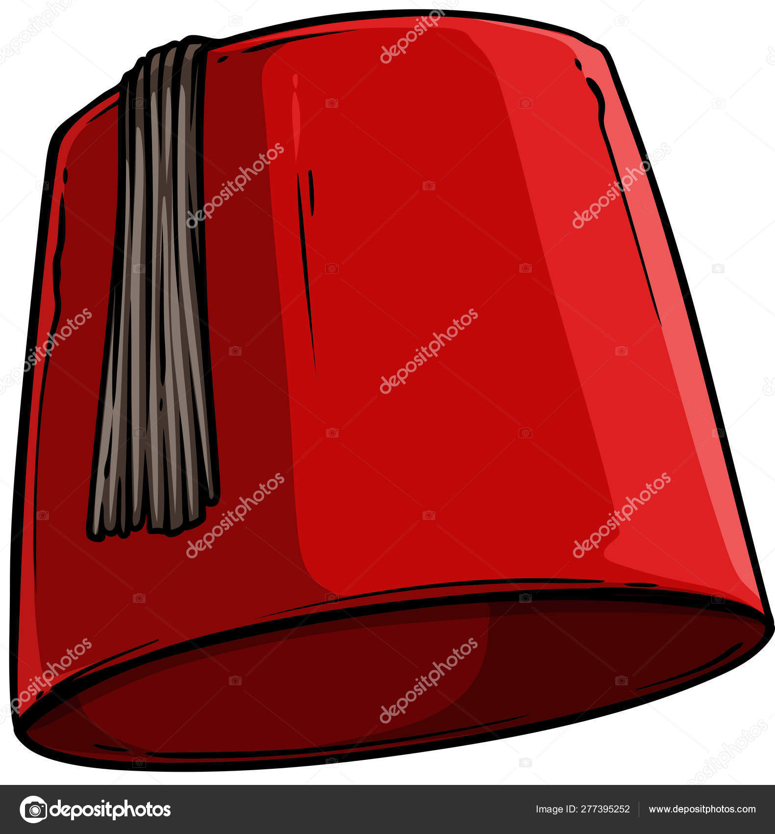 Cartoon red Turkish hat fez with black tassel Stock Vector Image by ©GB ...