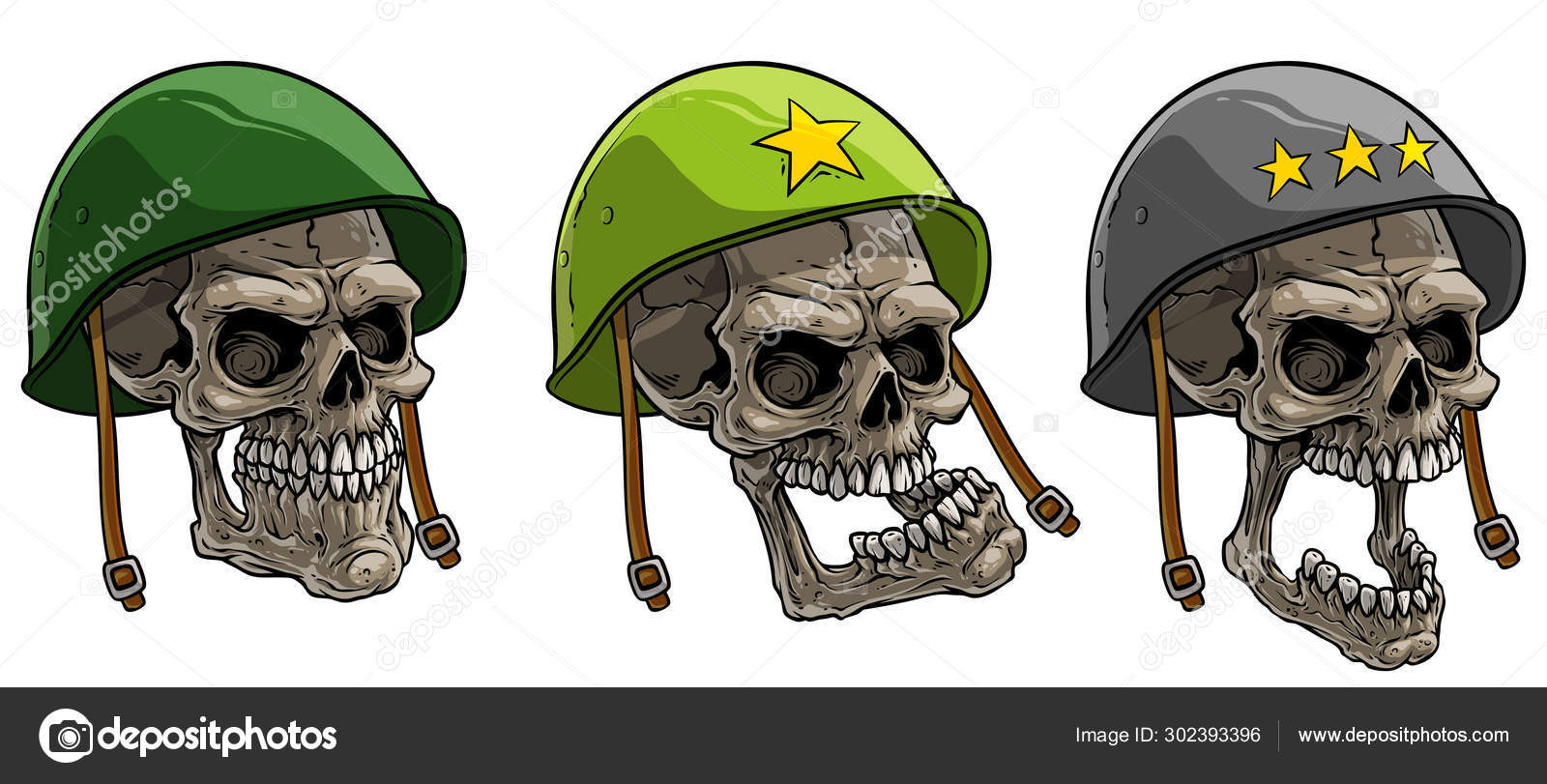 Cartoon human skull in old american soldier helmet Stock Vector Image ...