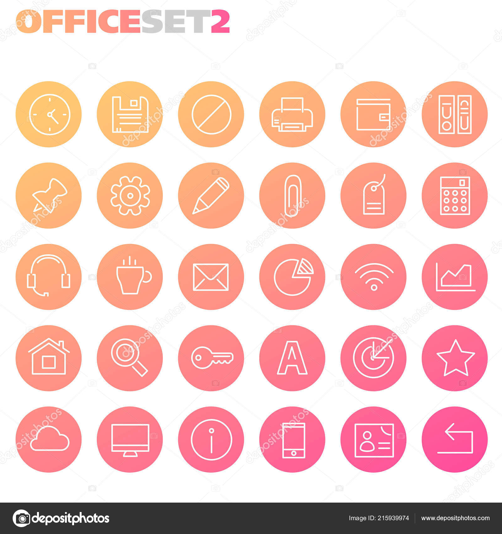 Set Trendy Line Office Icons White Background Stock Vector by ©-izabell ...