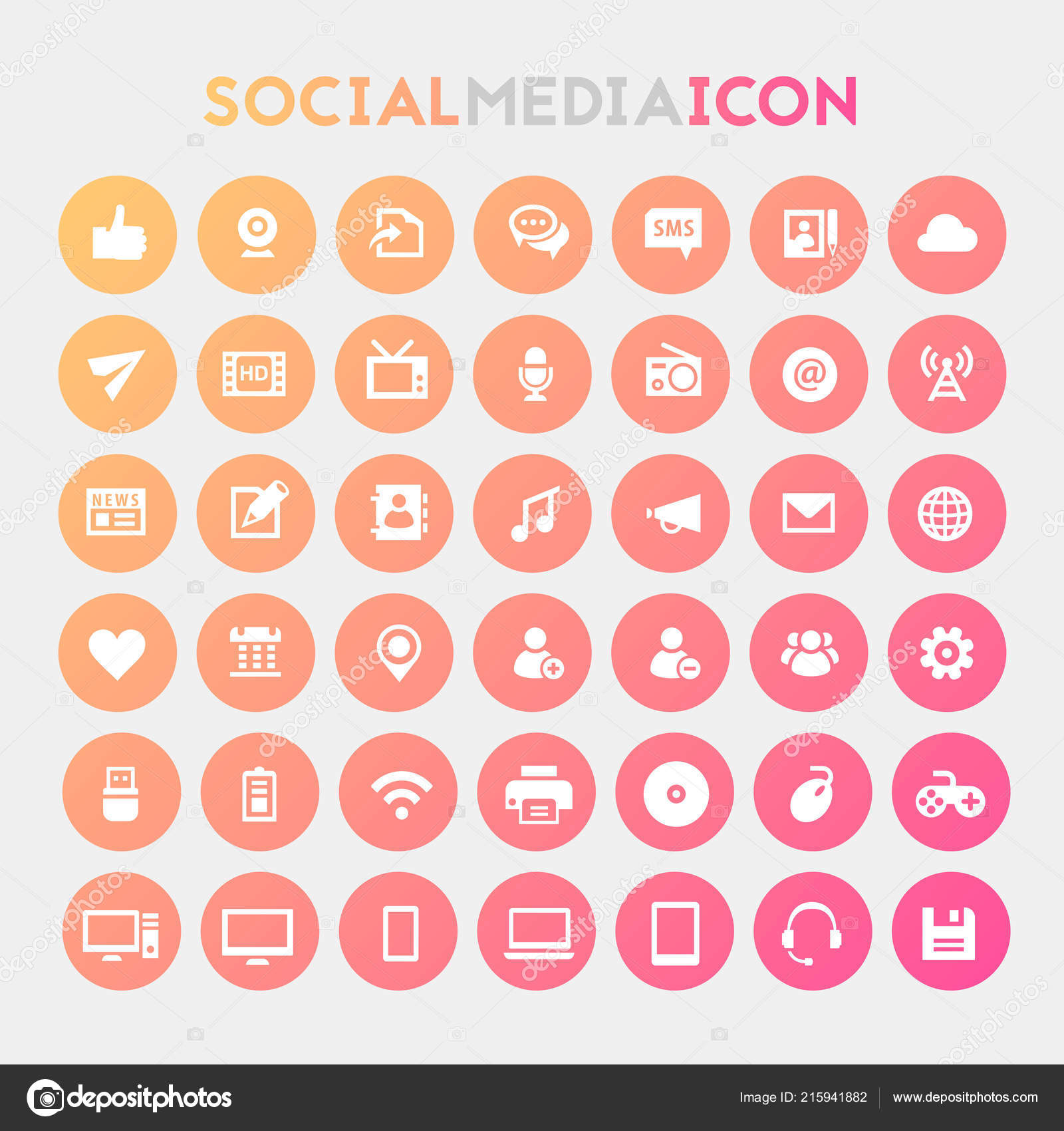 Light Pink Social Media Icons